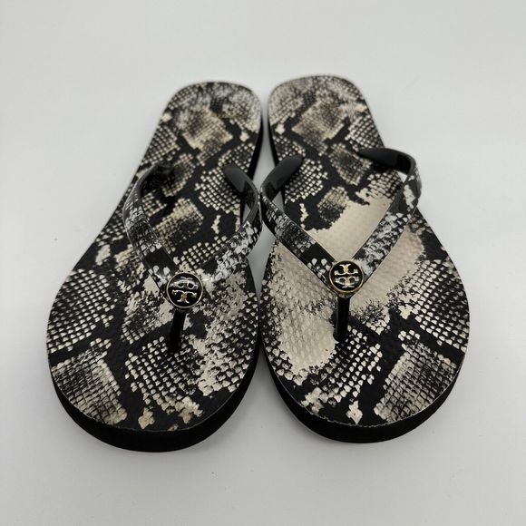 Tory Burch | Shoes | Tory Burch Black Tan Snake Skin Embossed Print ...